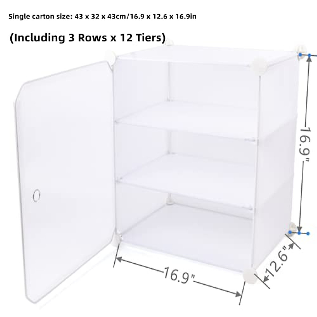 Gdrasuya10 Shoe Rack Organizer, 12Tiers x 3 Rows DIY Narrow Stackable Freestanding Shoe Organizer, 72 Pairs Transparent Shoe Cabinet for Sneakers, Flats - Free Removalble Partition to Fit High Boots