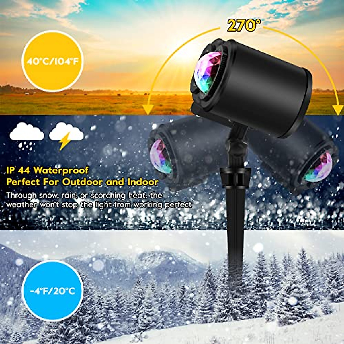 Christmas Projector Lights Outdoor, Ocean Wave Waterproof Holiday Projector Lights, 12 Slides & 10 Colors Halloween Lights Projector with Remote for Thanksgiving Birthday Party Decorations