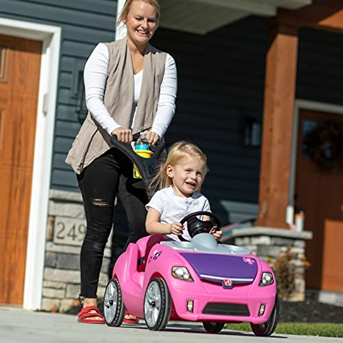 Step2 Whisper Ride II Ride On Push Toy Car, Pink – Ride On Car with Included Seat Belt, Easy Storage and Transport, Makes a Great Stroller Alternative