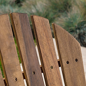 GDFStudio Outdoor Reclining Wood Adirondack Chair with Footrest (2, Natural Stained)