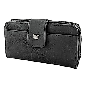 Purse King The Essence Everyday Essential Wallet, Womens Wallet, Womens Clutch, Faux Leather Wallet, Leather Clutch, RFID Blocking Wallet, Organizer (Black)