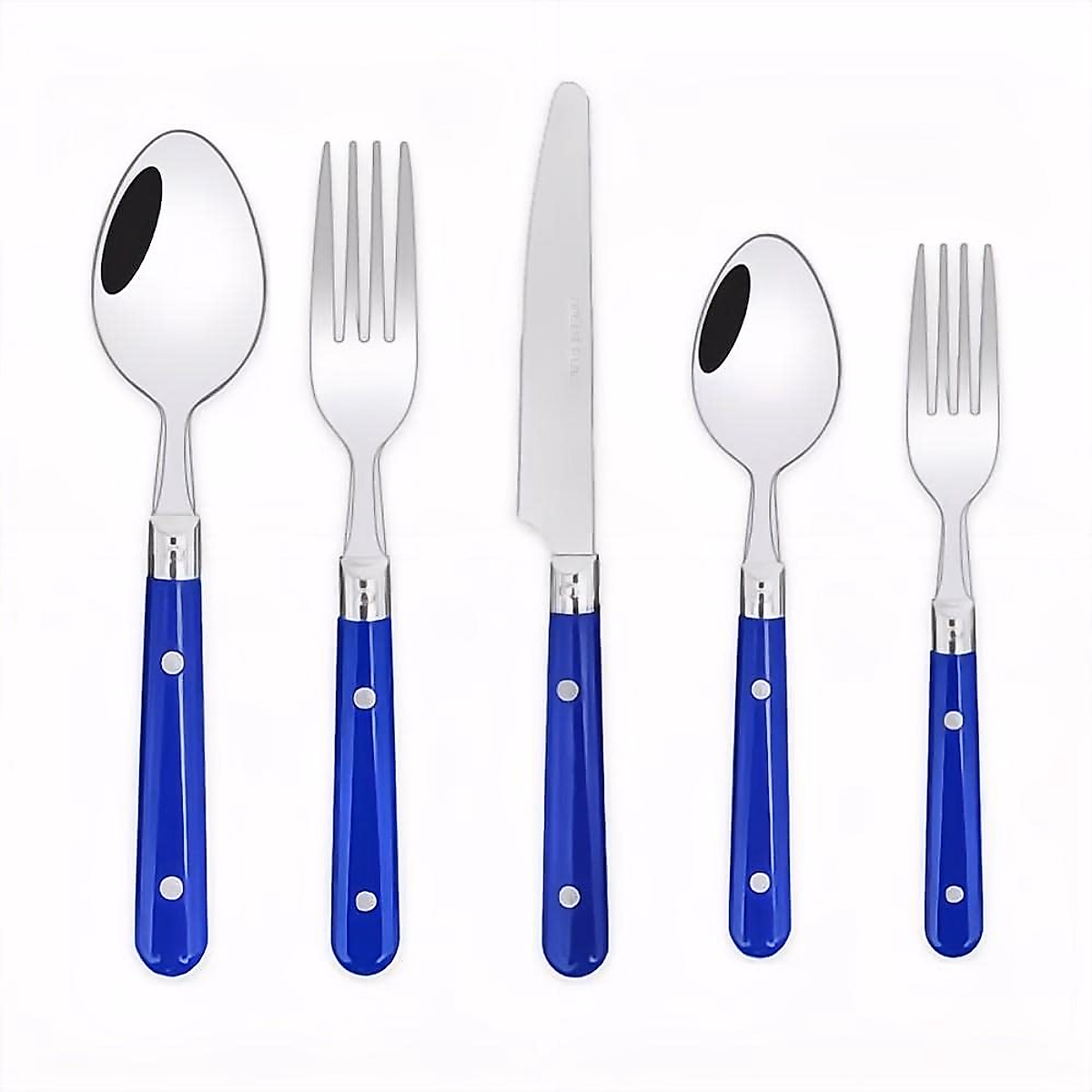 20-Piece Set-304 Thickened Stainless Steel Silverware Cutlery Set Steak Knife And Fork Spoon Dessert Tea Spoon Fruit Fork (Blue)