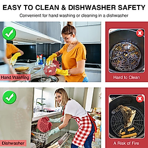 PRANAHEART Airfryer Liner Set for 3-6QT - FDA Tested, Non-Toxic & Eco-Friendly Silicone Solution Against Greasy Air Fryer Liners
