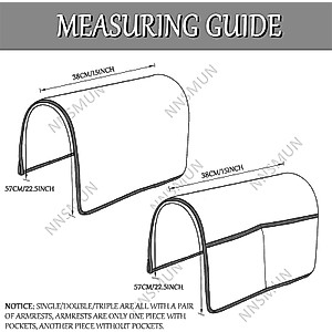 Sofa Armrest Cover, Headrest Cover for Recliner Chair Arm Cover, Armchair Slipcover with Pockets Nonslip Quilted Furniture Protector for Pets Leather Sofa Couch Slipcover (Navy Blue,1 Seater(3pcs))