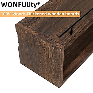 WONFUlity 3-Shelf Bathroom Shelves, Floating Shelves with Storage Basket, Over Toilet Paper Holder, Farmhouse Wood Wall Shelves for Living Room, Kitchen, 16x5.9x5.5 inches, Walnut