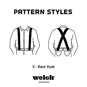Welch, WK-7854X-LEF-BLK, Button on Pants, 2-inch wide Elastic, Adjustable Strap, X-Back Design, for Suit, Underclothing, Jeans, Pants, and Trousers, Size X-Large, Black