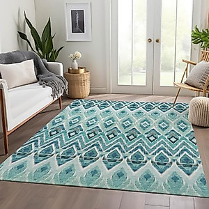 Addison Rugs Chantille ACN617 Teal 9' x 12' Indoor Outdoor Area Rug, Easy Clean, Machine Washable, Non Shedding, Bedroom, Living Room, Dining Room, Kitchen, Patio Rug