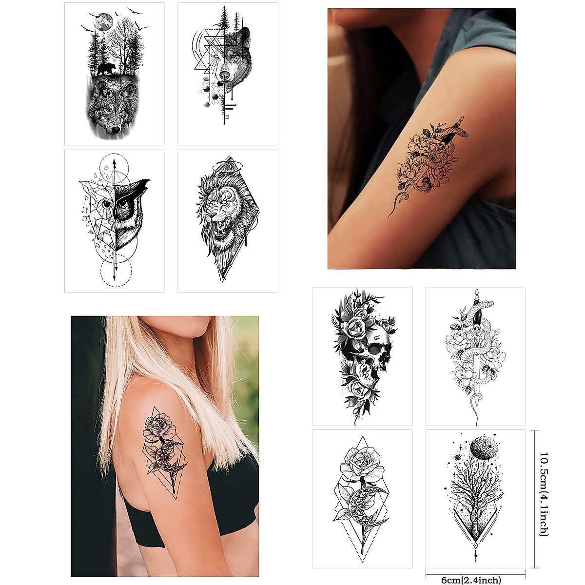 12 Sheet Halloween Temporary Face Tattoos Set - Costume Accessories for Women and Men