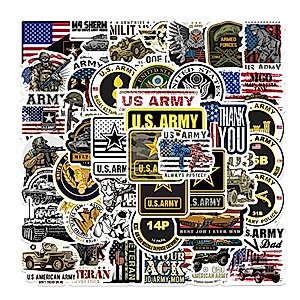 50 PCS U.S. Army Stickers, United States Army Pride Stickers,Military Stickers for Water Bottles, Laptops, Suitcases,Skateboards,Cars,Perfect Gifts for Veteran, Military Fans,Adults,Teens and Kids