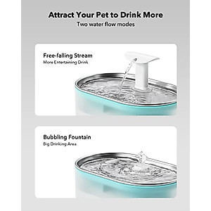 PETLIBRO Upgraded Cat Water Fountain Stainless Steel, Ultra Quiet, 71fl oz/2.1L Automatic Pet Water Fountain, Two Flow Modes, BPA-Free Capsule Metal Healthy Dog Water Dispenser with 4 Large Filters