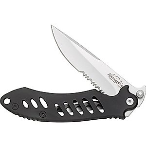 Remington Cutlery R19073 F.A.S.T. Medium Folder Knife with Bead Blast Finish Serrated Blade, 4 1/8-Inch, Black