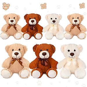 Zomiboo 7 Packs 14 Inch Plush Bear Stuffed Animals Plush Valentine Day Gift Soft Cute Stuffed Dolls Birthday Party Decorations(Classic Colors)