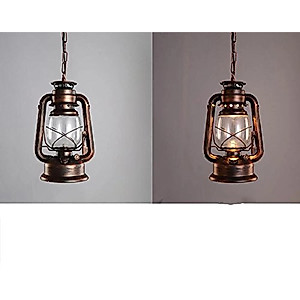 Retro Lanterne Pendant Lighting Metal Glass Shade Kerosene Ceiling Light Pendant Lamp