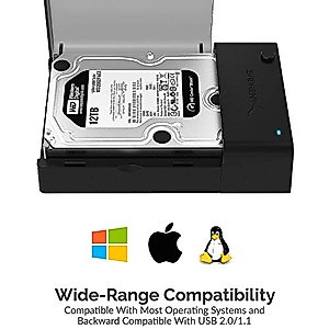 SABRENT USB 3.0 to SATA External Hard Drive Lay Flat Docking Station with Built in Cooling Fan for 2.5 or 3.5in HDD, SSD [Support UASP and 22TB] (EC-DFFN)