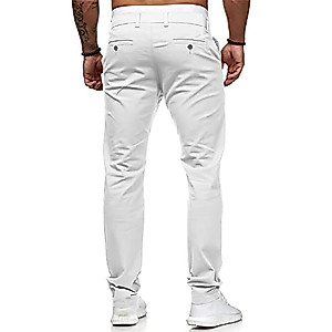 HUNGSON Men Skinny Slim Fit Casual Jeans Dyeing Stretch Straight Fashion Denim Pants(White,30)