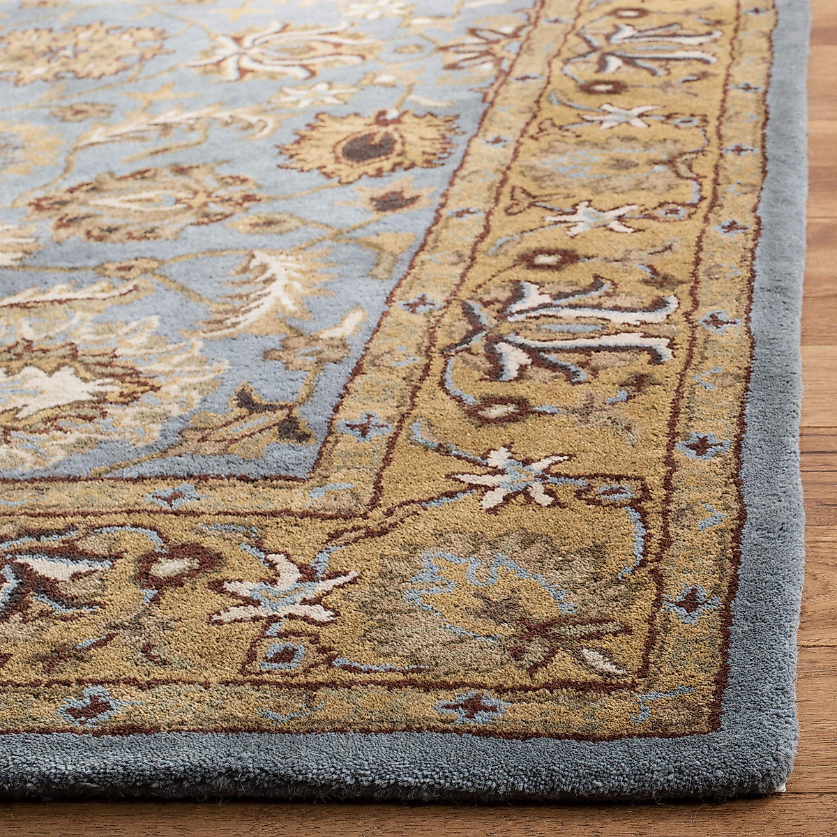 SAFAVIEH Heritage Collection Area Rug - 9'6" x 13'6", Blue & Gold, Handmade Traditional Oriental Wool, Ideal for High Traffic Areas in Living Room, Bedroom (HG958A)
