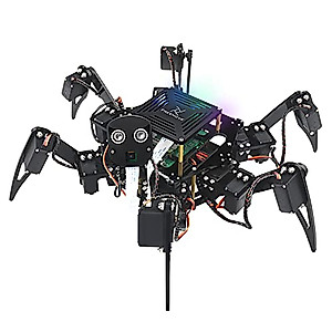 FREENOVE Big Hexapod Robot Kit for Raspberry Pi 4 B 3 B+ B A+, Walking, Self Balancing, Live Video, Face Recognition, Pan Tilt, Ultrasonic Ranging, Camera Servo (Raspberry Pi NOT Included)