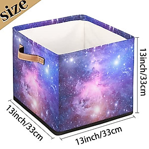 Cube Storage Bins 13 Inch Fabric Storage Basket Galaxy Star Square Storage Bins Collapsible Nursery Storage Bin Organizer Basket Universe Storage Box for Shelves, Closet