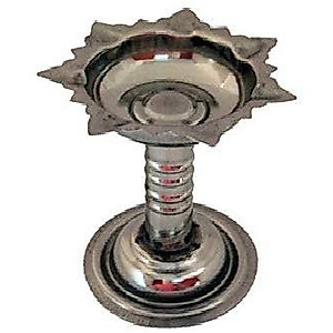 Garden Of Arts Stainless Steel Diyas for Pooja - Deepak for Puja Aarti - Oil Lamp - Pooja Articles Home Decor Item Showpieces - House Warming Decoration Aarti Puja at Hindu Temple Mandir