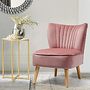 Giantex Velvet Accent Chair, Upholstered Modern Sofa Chair w/Wood Legs, Thickly Padded, Small Armless Wingback Club Chairs for Living Room Bedroom Furniture