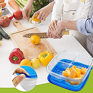 Bercoor 18 Pcs Reusable Bento Snack Food Containers, 4 Compartments Leakproof Food Prep Containers for School, Work and Travel