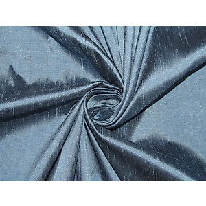 100% Pure Silk Dupioni Fabric Cloudy Blue 33 Momme 54" Wide with SLUBS MM118[4] Silks