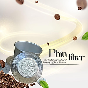 TRUNG NGUYEN LEGEND Vietnamese Pour Over Filter Set, Traditional Phin Drip Coffee Maker, Portable Reusable Coffee Press (Silver)