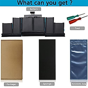 Tinkerpal A1494 Laptop Battery Compatible with MacBook Pro 15 inch Retina A1398 Late 2013 Mid 2014 Early 2015 Version, ME293 ME294 MGXA2 MGXC2 MJLQ2 MJLT2 MJLU2 11.26V 95Wh