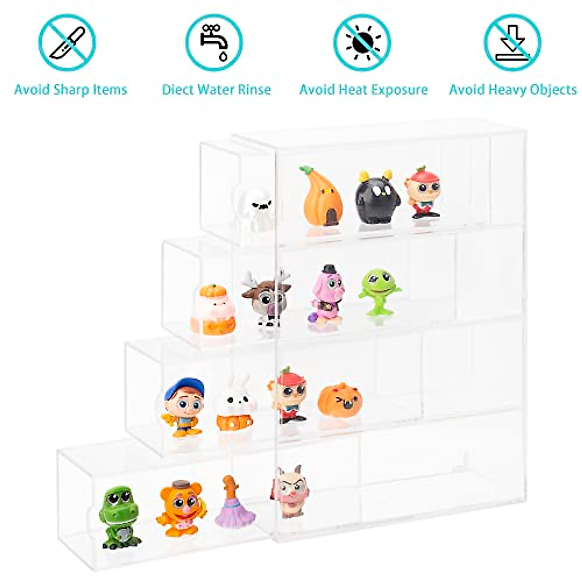 JOYMOMO Acrylic Display Case 4 Layer Mini Action Storage Box Cabinet Organizer for Mini Toys