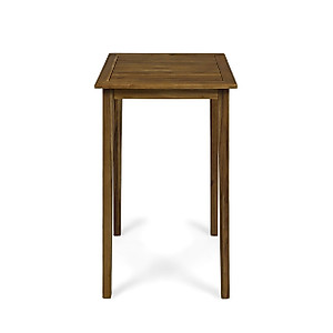 Christopher Knight Home Teresa Outdoor Minimalist Acacia Wood Square Bar Table Teak Finish