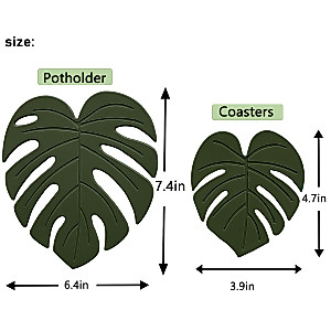 4 Pack Silicone Trivet Mat, Multi-Purpose Kitchen Hot Pot Holders, Heat Resistant Pot Mat for Countertop, Non-Slip Trivet Mats, Leaf Decor Table Mat
