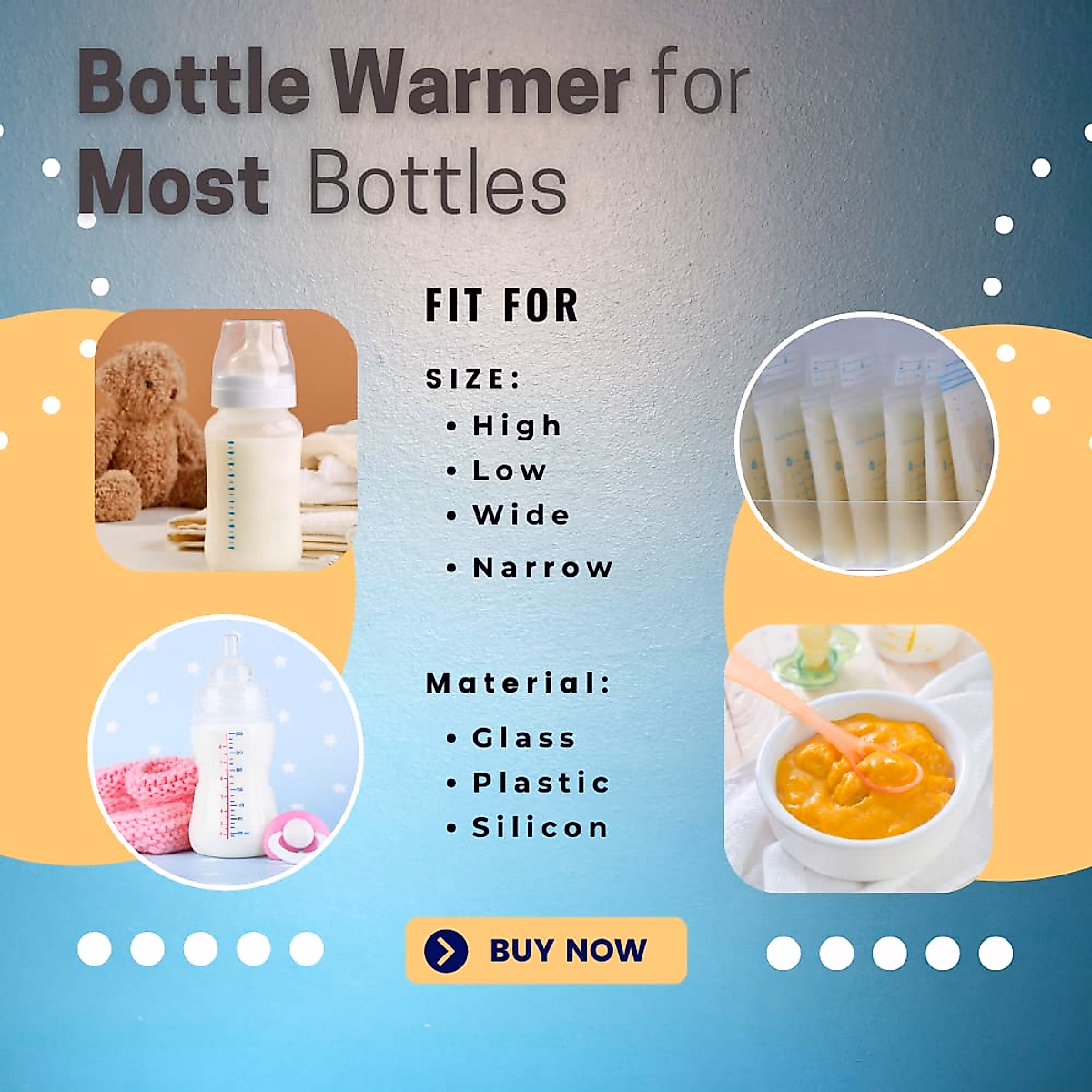 Baby Bottle Warmer for Breastmilk, Baby Milk and Formula, Baby Foood Heater with Realtime LCD Display, Auto-Off, BPA Free