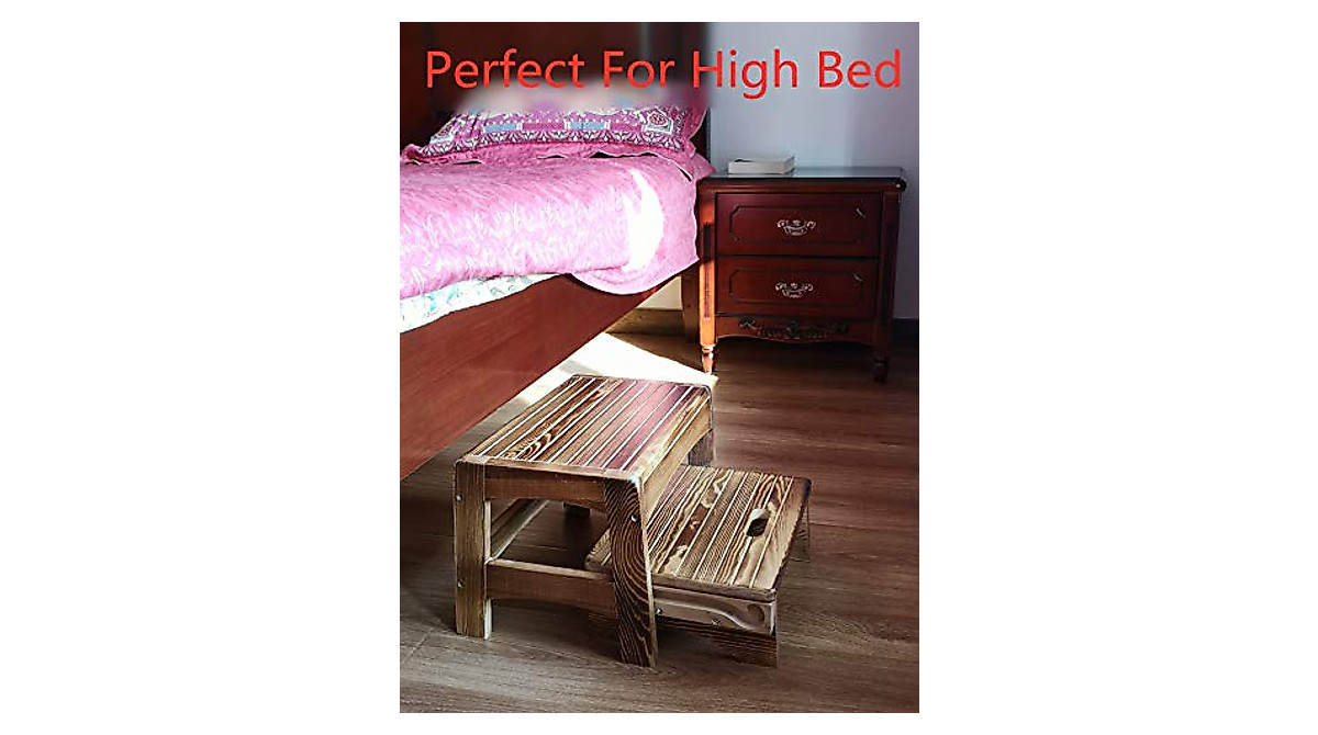 URFORESTIC Solid Wood Bed Step Stool - Durable & Stylish