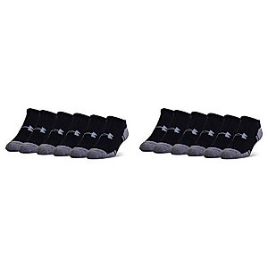 Under Armour Adult Resistor 3.0 No Show Socks, 6-Pairs, Black/Graphite, Shoe Size: Men's 4-8.5, Women's 7-10.5 & 6 Pairs, Black/Graphite, Shoe Size: Mens 9-12.5, Womens 11-13