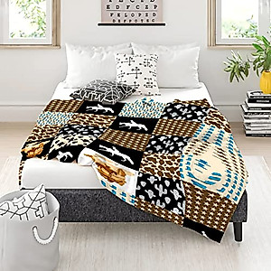 Retro Horse Baby Blanket Wild West Gifts for Boys Girls, Animal Western Decor Plush Soft Lightweight Flannel Fleece Wild West Swaddle Blanket for Newborn Horses Aztec Cow Receiving Blanket Crib