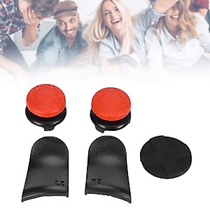 5 in 1 Controller Accessory for, Thumb Stick Grip Key Joystick Cover, L1/R2 Key Extender, Joystick Key, Cross Key (red)