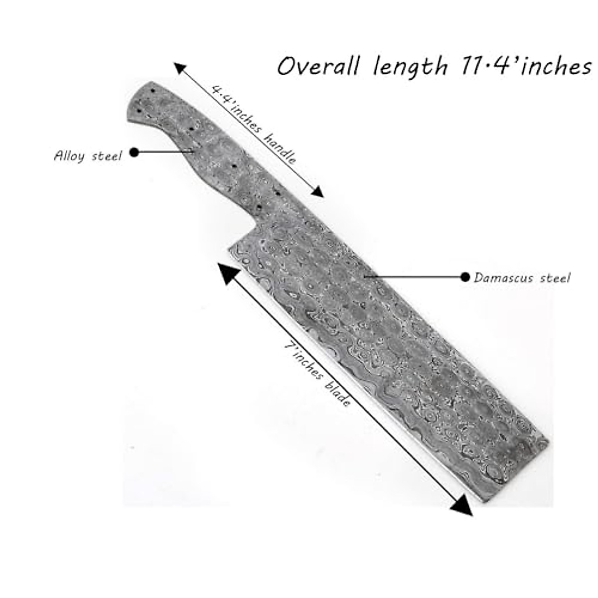 PAL 2000 KNIVES 11.4 Inch Custom Handmade Damascus Steel Blank Blade Nakiri Knife - Blade Blank - 9826