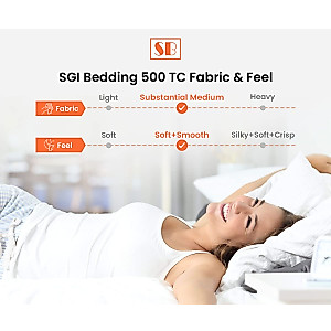 SGI 500 TC 100% Egyptian Cotton Bed Sheets, Luxurious Soft for Premium Hotel Quality 4Pc Sheet Set - 1 Fitted Sheet, 1 Flat Sheet & 2 Pillowcase 15" inch Deep Pocket (King, Light Grey Solid)