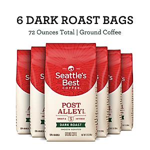 Seattle's Best Coffee Post Alley Blend Dark Roast Ground Coffee | 12 Ounce Bags (Pack of 6)