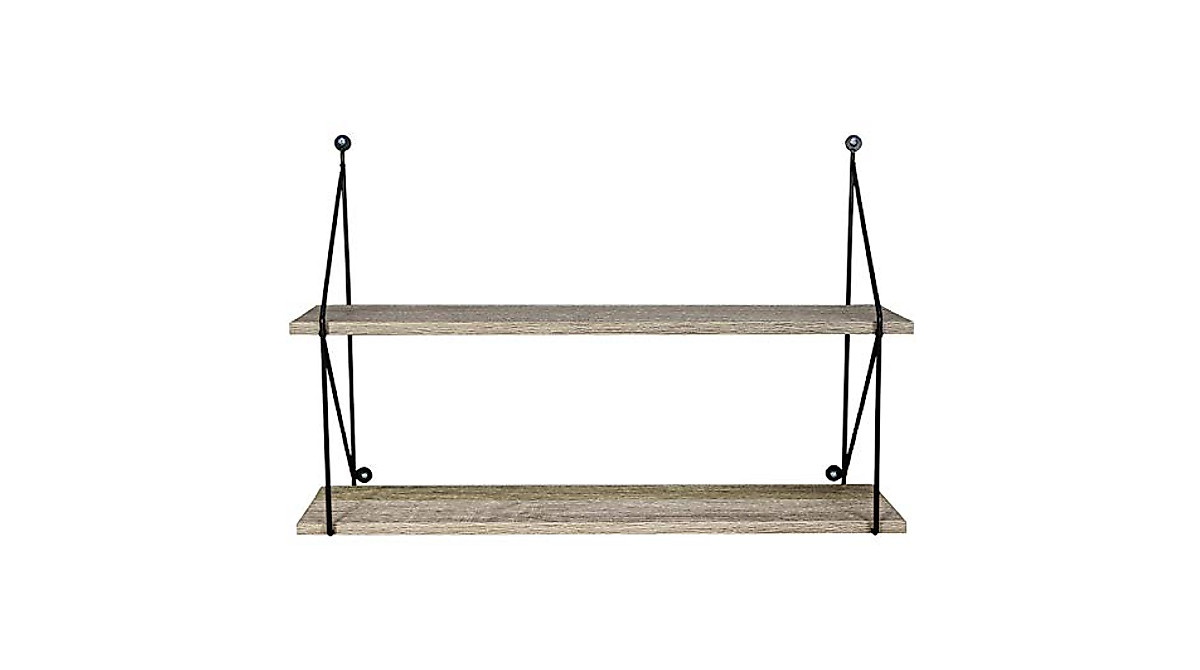 Sorbus 2-Tier Floating Shelf: Rustic Grey Wall Storage & Display