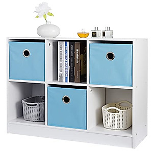 LEMY 6-Cube Storage Shelf Organizer 3x2 Storage Bookcase Bookshelf Display Cube Shelves Compartments with 3 Non-Woven Bins for Bedroom, Living Room, Home Office