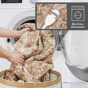 EHEYCIGA Heated Blanket Electric Throw Twin - Heating Blanket with 5 Heating Levels & 10 Hours Auto Off, Soft Cozy Sherpa Washable Electric Throw with Fast Heating, 62 x 84 Inches, Camel