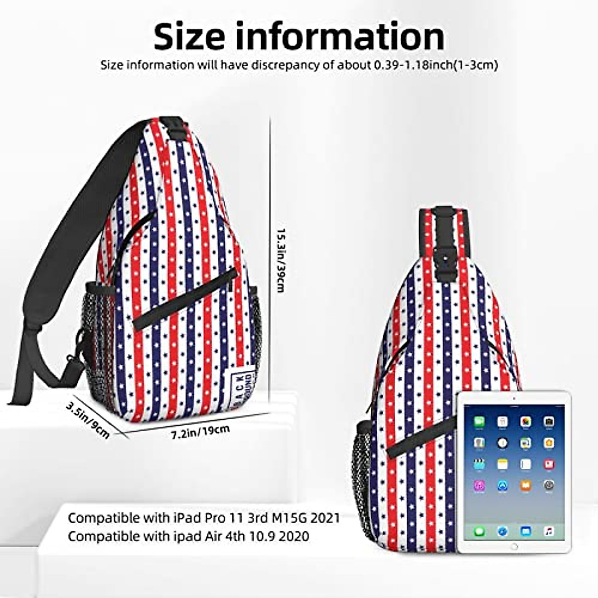 NiuKom American Flag US Stars Stripes Sling Backpack Crossbody Chest Bag Crossbody Shoulder Bag Gym Cycling Travel Hiking Daypack For Women Men