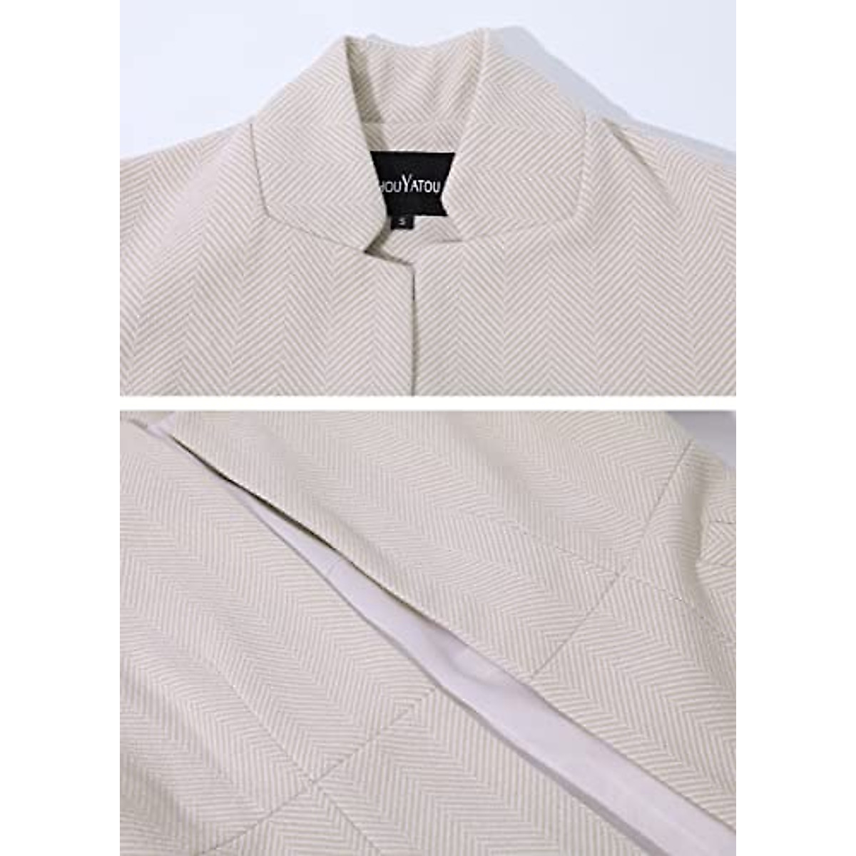 chouyatou Women's Casual Business Open Front Long Sleeve Notch Lapel Office Blazer Jacket (Medium, Apricot)