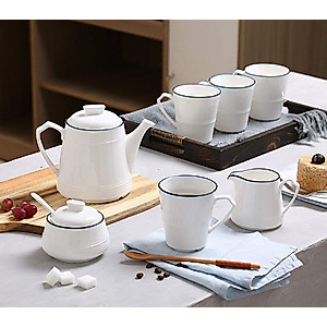 FUYU Simple White Ceramic Creamer with Handle, Coffee Milk Creamer Pitcher