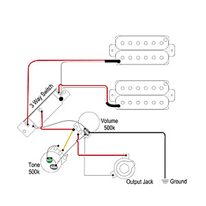 SAPHUE Electric Guitar Wiring Harness Prewired Kit A500k B500K 18mm Shaft Big Pots 3 Way Switch Volume Tone Control Wiring Harness