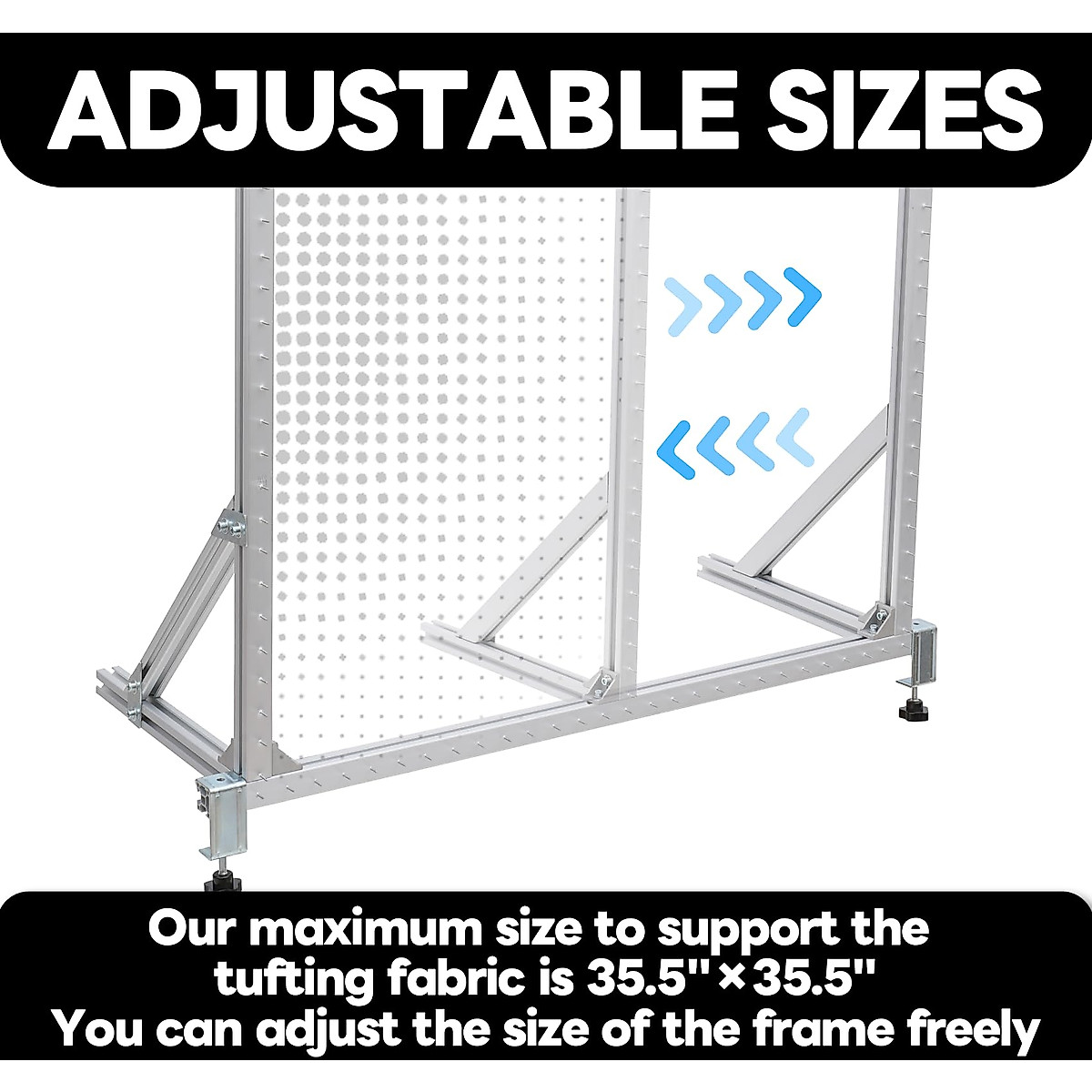 tonchean Tufting Frame for Rug Making 35.5x35.5 Inch Metal Rug Tufting Kit Tufting Supplies Carpet Making Kit Tufting Cloth Stand for Rug Making