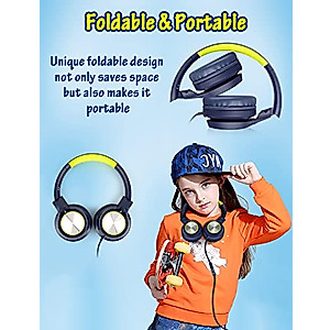Voopwink Kids Headphones with Microphone, Wired Over Ear Headsets with Limited Volume 85dB/ 94dB for Boys Girls Teens Children Online School/Travel/iPad/Tablet/Cellphone