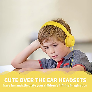 ONTA Kids Headphones for Boys Girls - Child Student Headset Wired plug Toddler Earphones School Teen on Ear for Ipad | Computer | Smart phone | Amazon Fire Tablet | Laptop | Plane Travel | Game,yellow