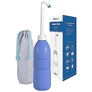Hibbent Portable Bidet Sprayer and Travel Bidet with Hand Held Bidet Bottle for Personal Cleansing Use Extended Nozzle - Personal Hygiene Care Toilet Bidet Shower/Bathroom Bidet Spray -21.8oz(620ml)